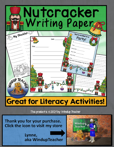Nutcracker Christmas Writing Paper Color and B&W | Teaching Resources