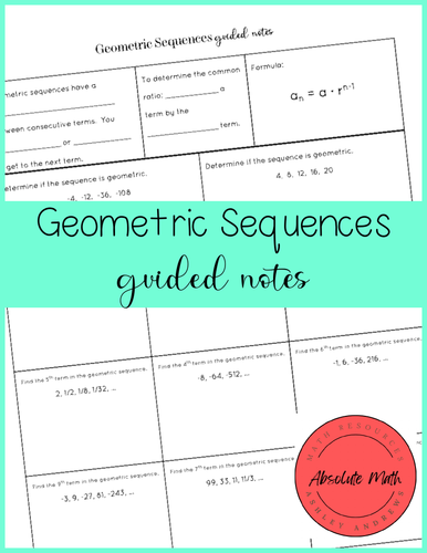 Geometric Sequences Guided Notes | Teaching Resources