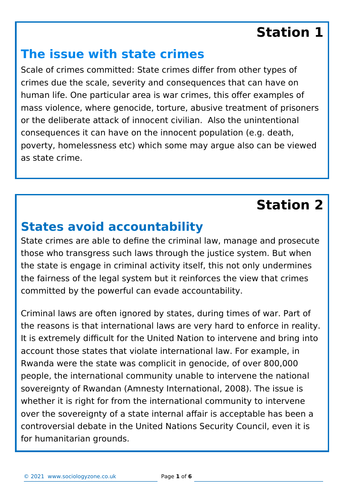 AQA Sociology: State Crimes | Teaching Resources