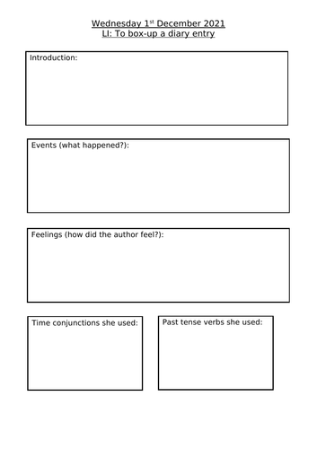 Year 3 Diary Writing Planning | Teaching Resources