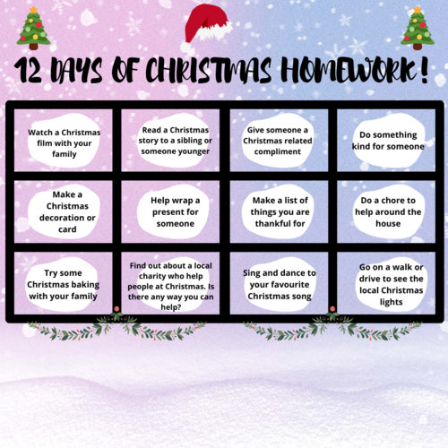 12 Days of Christmas Festive Homework! | Teaching Resources