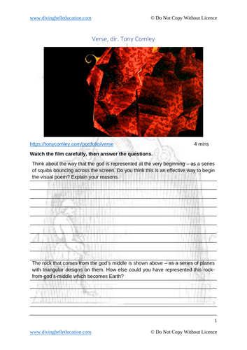 Short Film Study: Questions for 'Verse', dir. Tony Comley | Teaching ...