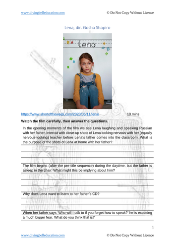 Short Film Study: Questions for 'Lena' dir. Gosha Shapiro | Teaching ...