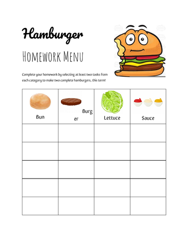 Homework Menu for Termly Activities (Primary) | Teaching Resources