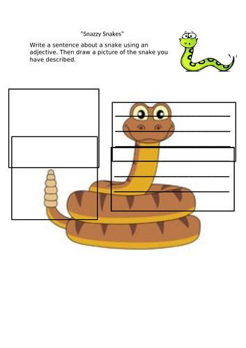 Adjectives Worksheets- Snazzy Snakes- Differentiated! | Teaching Resources