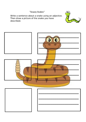 Adjectives Worksheets- Snazzy Snakes- Differentiated! | Teaching Resources