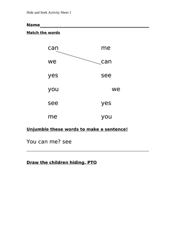 Oxford Reading Tree - Hide and Seek PM1 Pink level | Teaching Resources