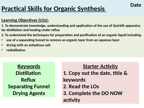 Practical Skills for Organic Synthesis (Yr12) | Teaching Resources