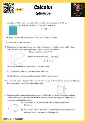 Differentiation - Optimisation | Teaching Resources
