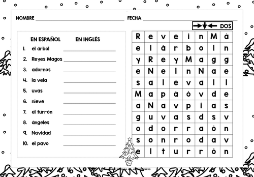 SPANISH CHRISTMAS WORD SEARCHES #1 | Teaching Resources