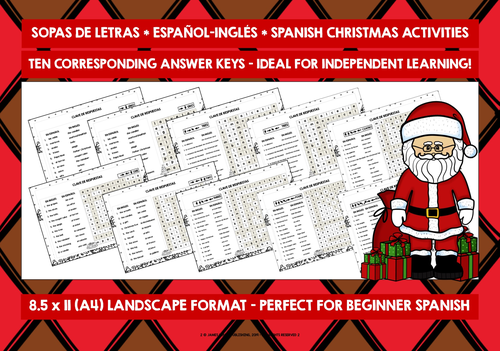 SPANISH CHRISTMAS WORD SEARCHES #1 | Teaching Resources