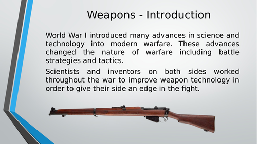 WWI lessons: Weapons, The Somme, Treaty of Versailles, End of WWI ...
