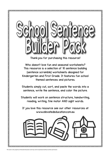 Sight Words School Sentence Builder Pack | Teaching Resources