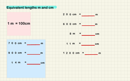 Equivalent Lengths - M and CM - Metres and Centimetres - A Tiny Teacher ...