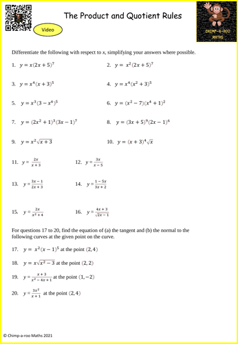 Product and Quotient Rules | Teaching Resources