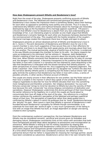 A LEVEL ESSAY: How does Shakespeare present Othello and Desdemona's ...