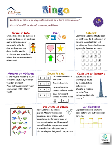 Résolution de problèmes avec BINGO (1) - Mathématiques | Teaching Resources