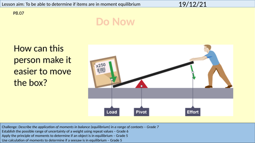 AQA GCSE Physics P8.07 Moments and equilibrium | Teaching Resources
