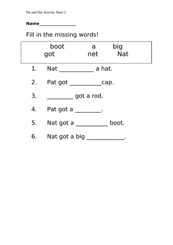 Rigby Star - Pat and Nat PM1 Pink Level | Teaching Resources