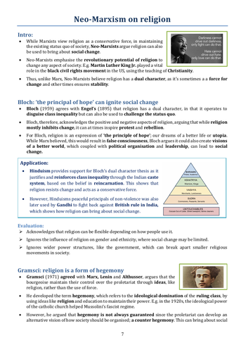 Neo Marxism on religion for Beliefs in Society | Teaching Resources
