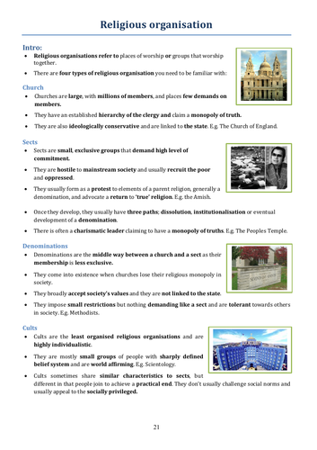 Religious organisation and categorisations for Beliefs in Society ...