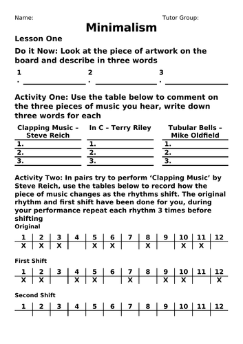 Minimalism SOW | Teaching Resources