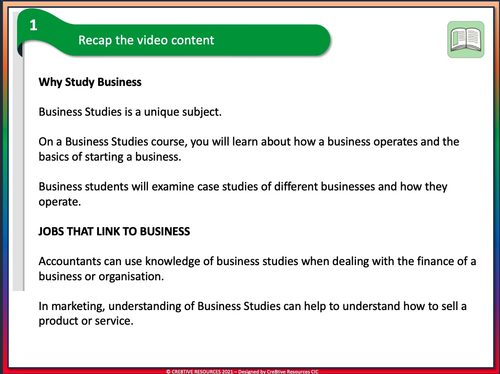 Why Study Business - Options session | Teaching Resources
