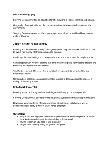 Why study Geography | Teaching Resources