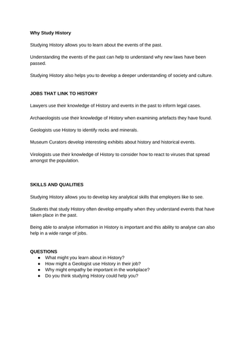 Why study History | Teaching Resources