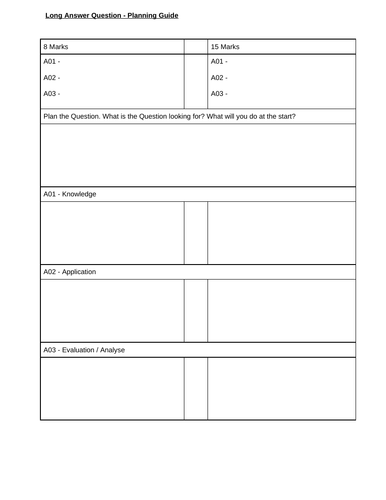 AQA A Level PE - Long Answer Revision and Help | Teaching Resources