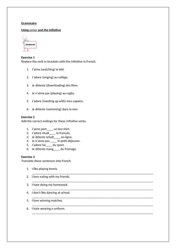 Using aimer with the infinitive | Teaching Resources