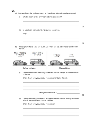 Aqa Gcse Physics P10 04 Momentum Teaching Resources