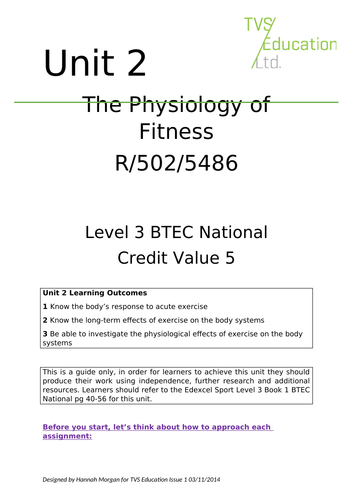 Sport BTEC - Unit 2 The Physiology of Fitness | Teaching Resources
