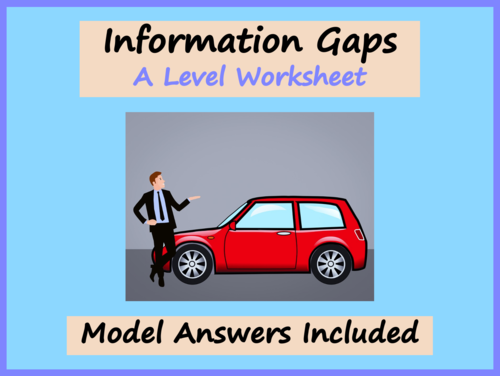 Information Gaps Worksheet - A Level Economics | Teaching Resources