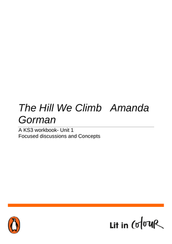 KS3 Teaching Resource: The Hill We Climb by Amanda Gorman | Teaching ...