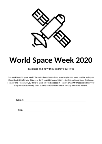 World Space Week 2020 - Satellites | Teaching Resources