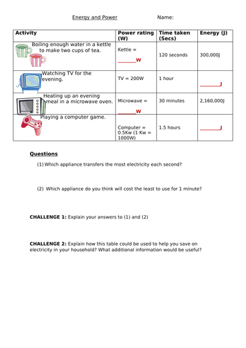Energy and Power KS3 Activate Science | Teaching Resources