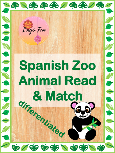 Spanish Zoo Animal Read and Match Worksheets | Teaching Resources