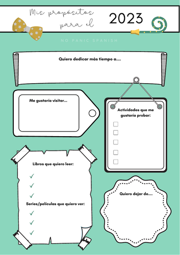 Worksheet | New Year's Resolutions | Spanish - French - English ...