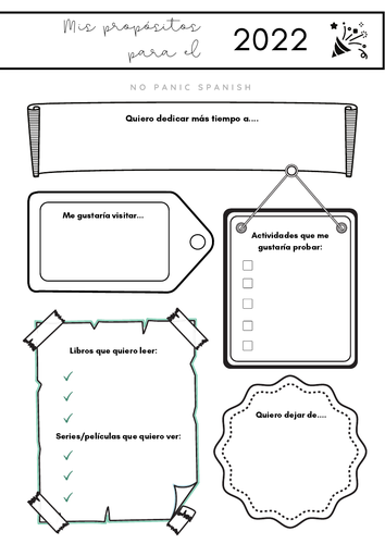 Worksheet | New Year's Resolutions | Spanish - French - English ...