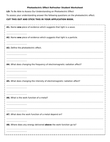 Photoelectric Effect Lessons | Teaching Resources