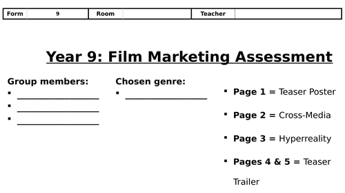 Year 9 Media Studies: Film Marketing | Teaching Resources