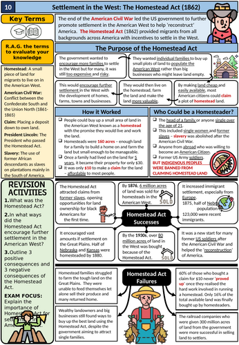 Homestead Act 1862 - American West - GCSE History Edexcel - Lesson 10 ...