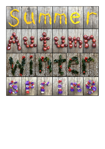 Seasons signs with nature lettering | Teaching Resources