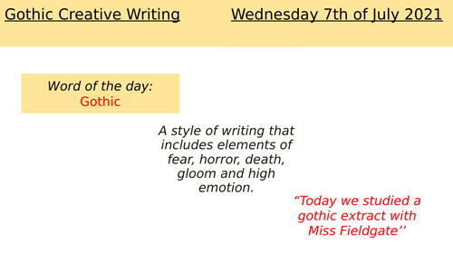 Gothic Creative Descriptive Writing KS3 or KS4 | Teaching Resources