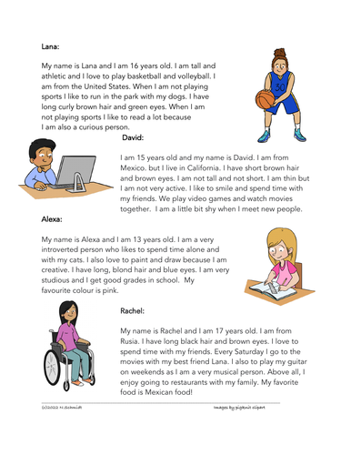 All About Me English Reading (ESL /ELA / EFL) Icebreaker | Teaching ...