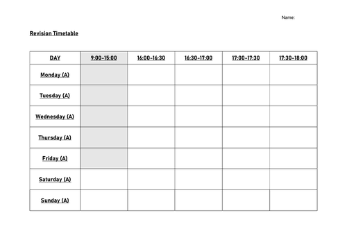 Revision Timetable for KS3 and GCSE | Teaching Resources
