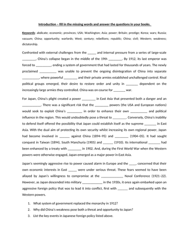 CIE China and Japan 1912-45 - 1. The 1911 Revolution | Teaching Resources