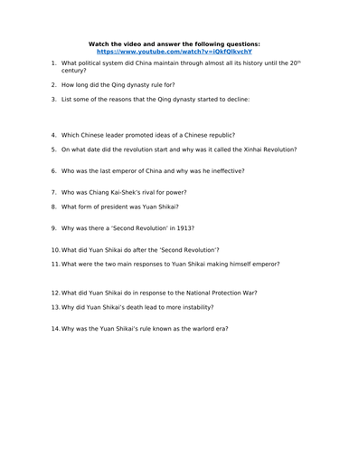 CIE China and Japan 1912-45 - 1. The 1911 Revolution | Teaching Resources