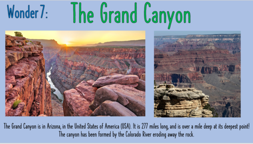Seven Natural Wonders Descriptive Writing Challenge - Lessons 1 and 2 ...